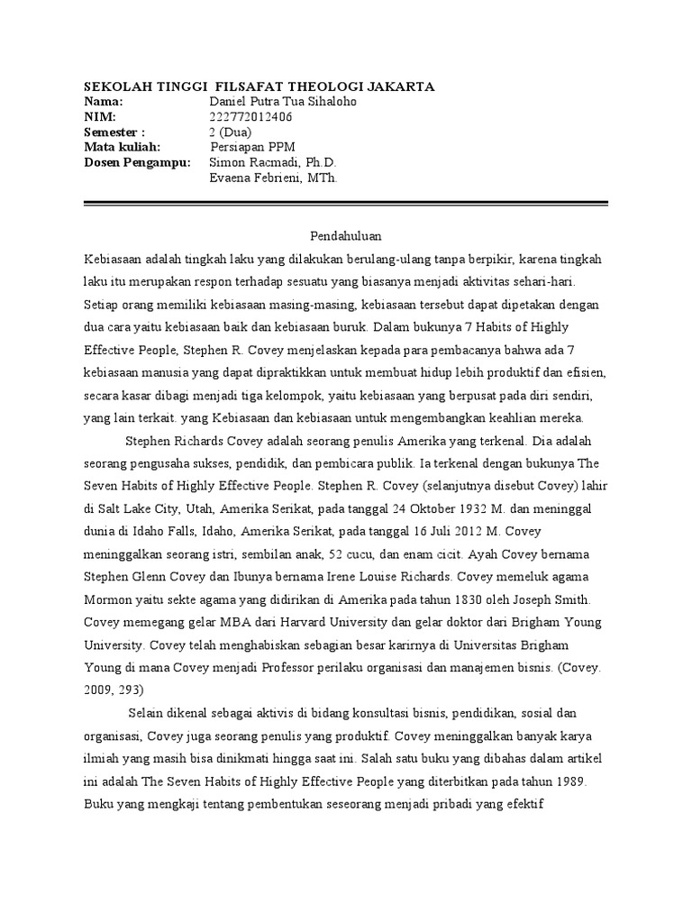 Daniel Putra Tua Sihaloho Laporan Bacaan Persiapan PPM | PDF