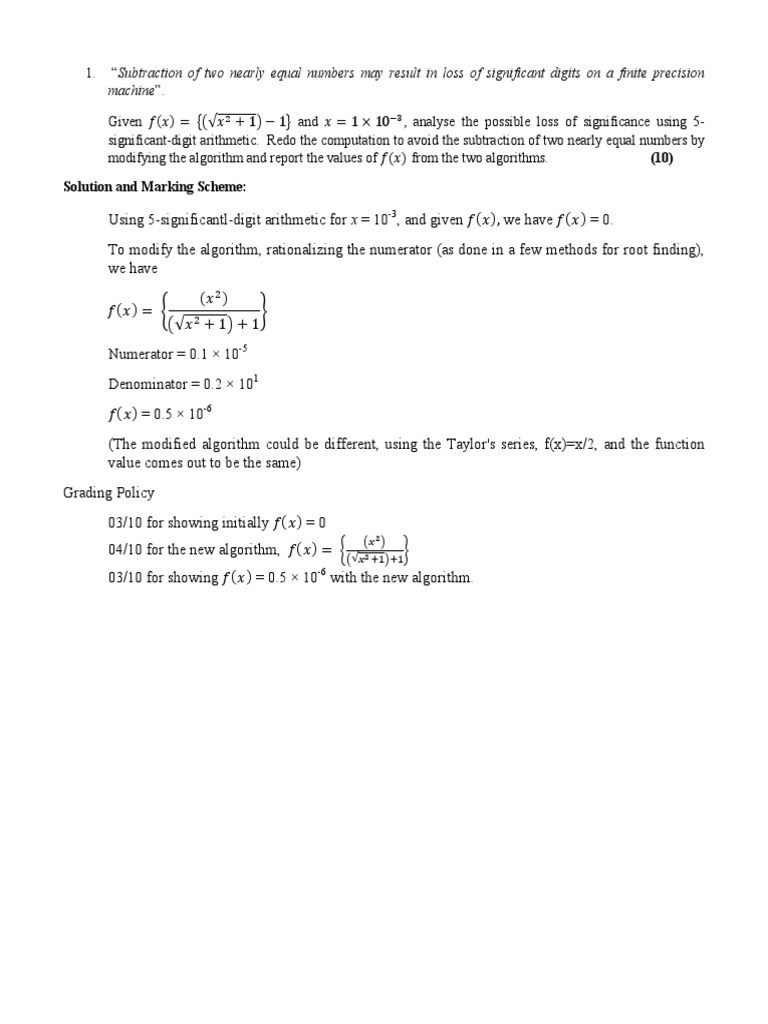 MidSem MarkingScheme PDF | PDF | Eigenvalues And Eigenvectors | Mathematical Objects