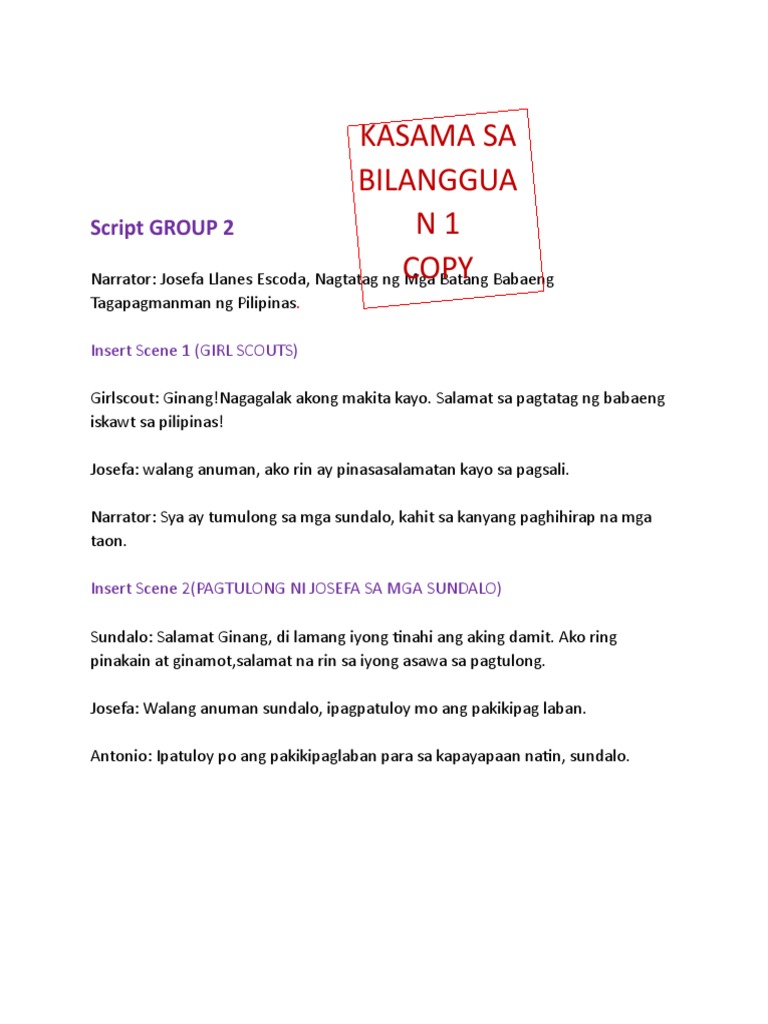 Script GROUP 2 BILANGGUAN 2 | PDF