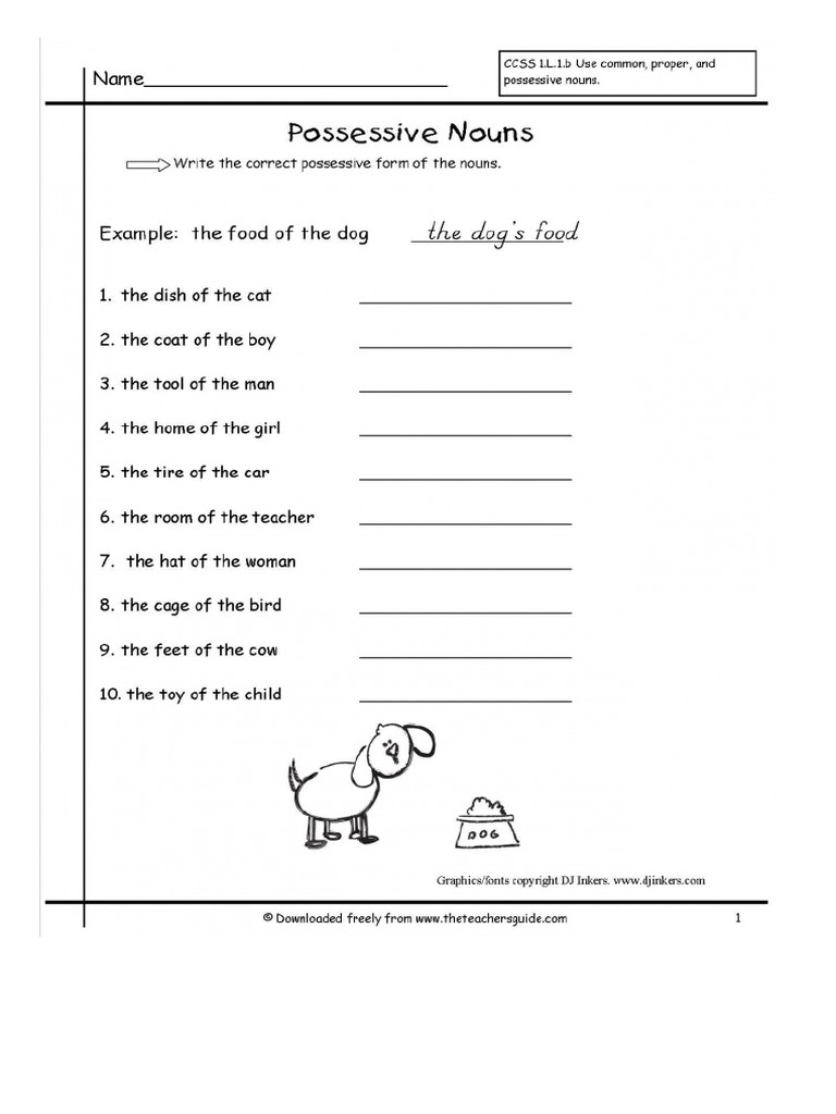 Possessive Nouns Worksheet | PDF