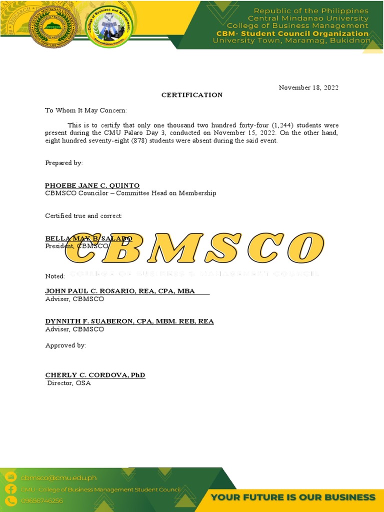 Palaro Attendance | PDF | Educational Stages | Career And Technical ...