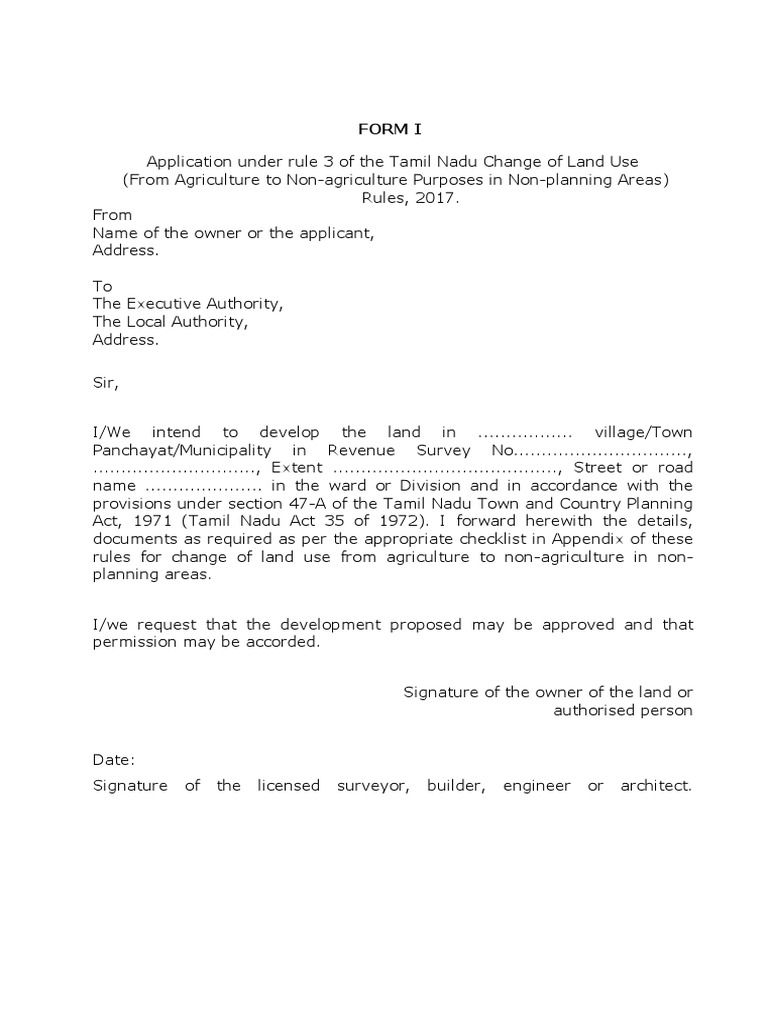 Tamil Nadu Land Conversion Application Form | PDF | Architect | Government