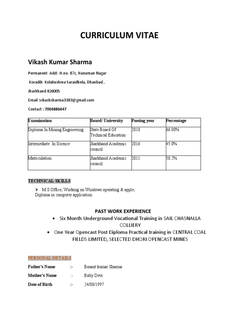 Vikash Cv Pdf 
