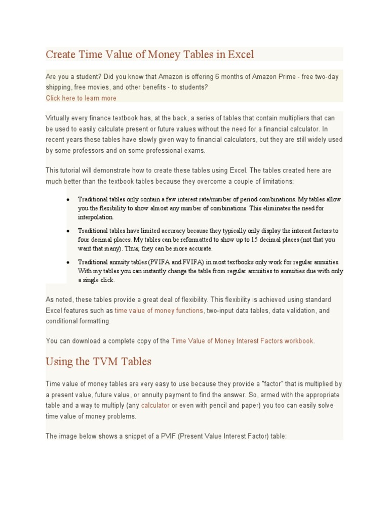 Time Value of Money Tables | PDF | Time Value Of Money | Present Value