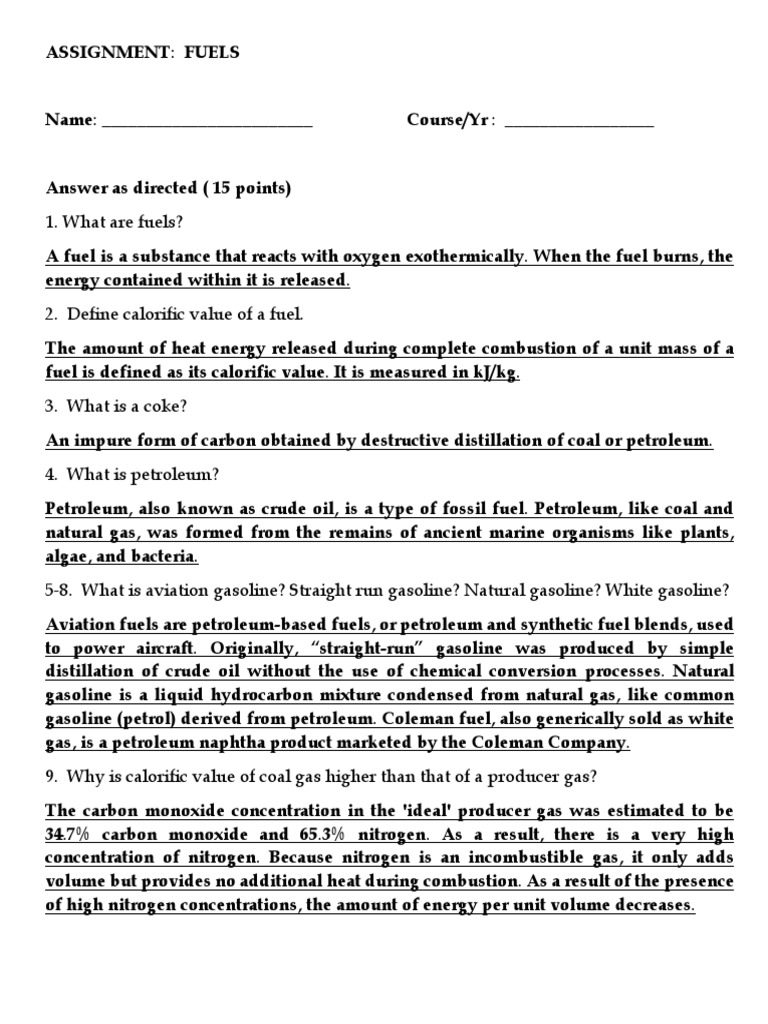 Assignment 7 FUELS | PDF | Petroleum | Fuels