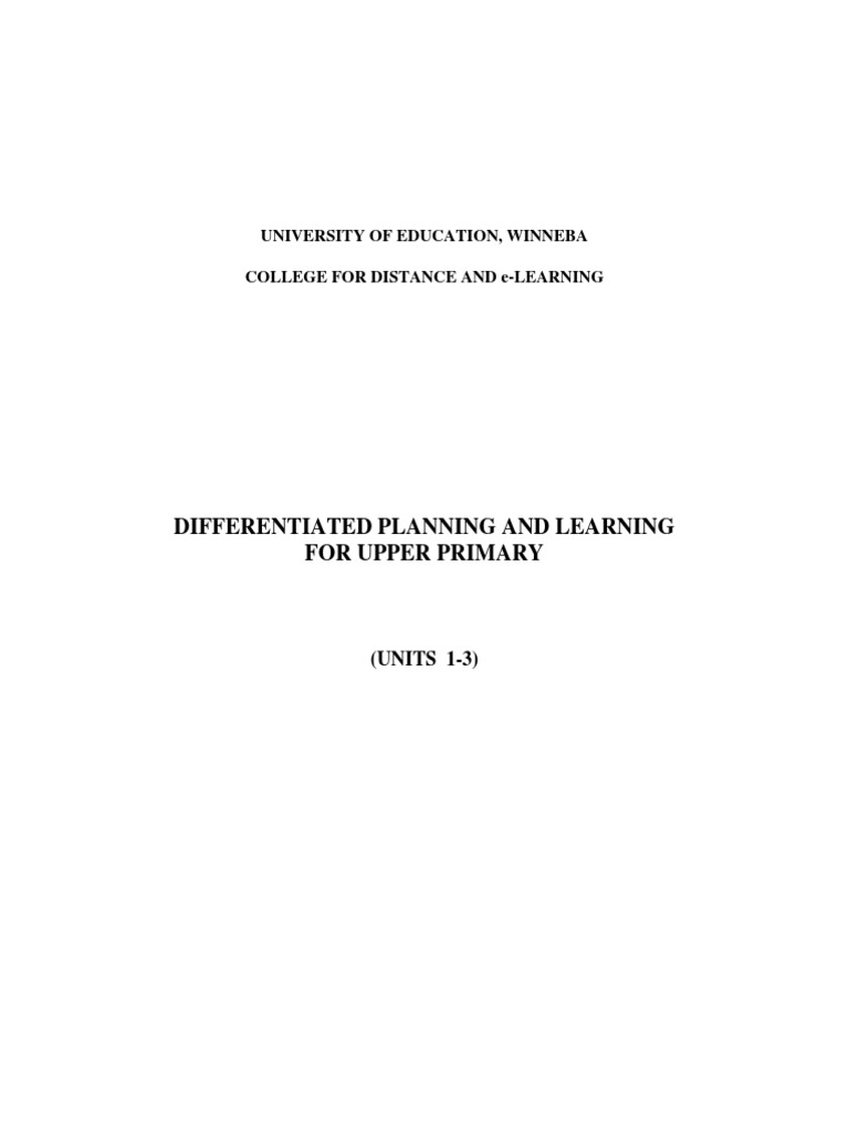 Differentiated Planning and Learning For Upper Primary Units 1 3 | PDF ...