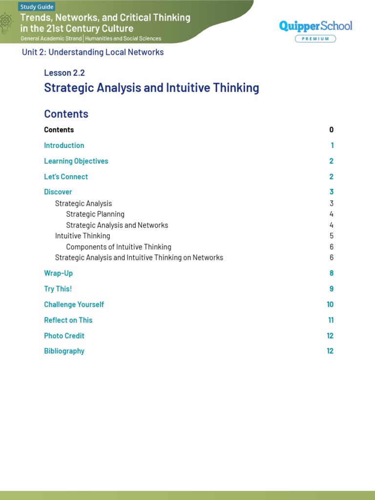 07 Strategic Analysis and Intuitive Thinking | PDF | Thought | Intuition