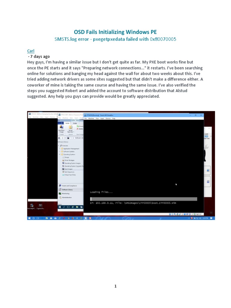 OSD Fails Initializing Windows PE | PDF | Computer File | Operating System OSD Fails Initializing Windows PE | PDF | Computer File | Operating System