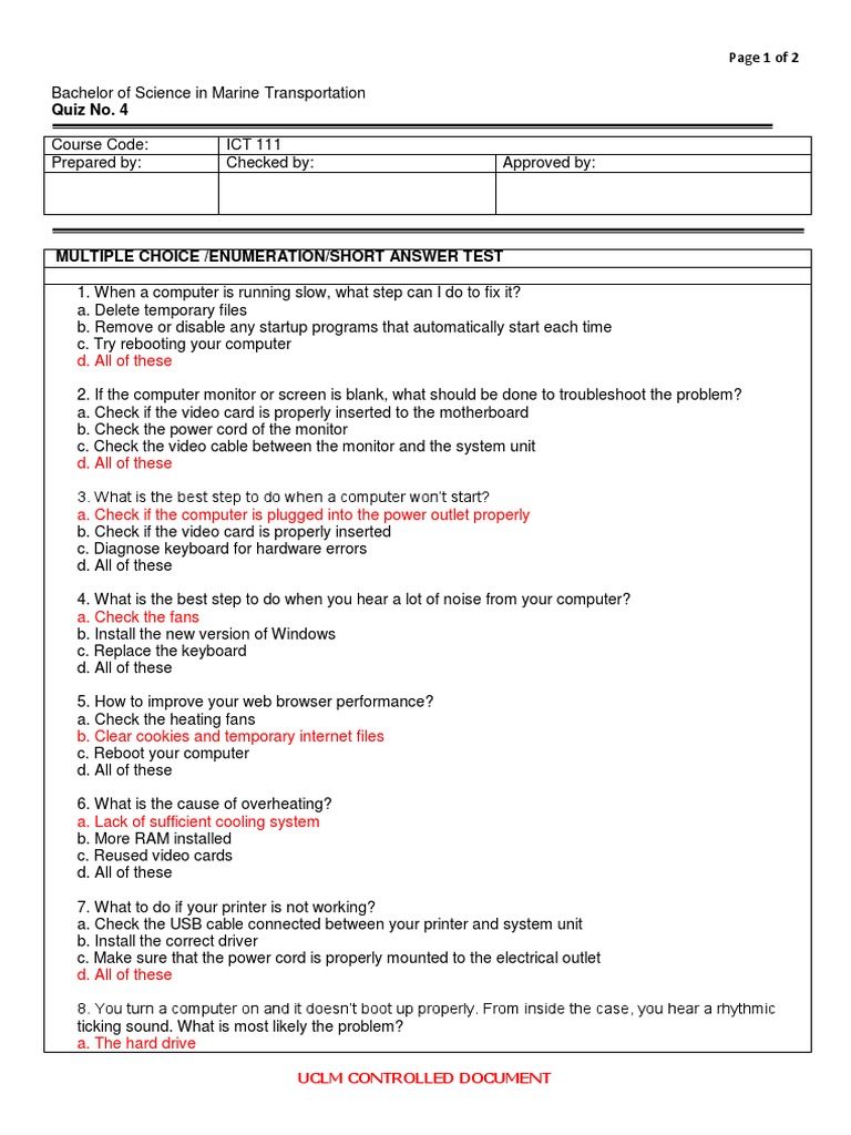 Q4-Basic Computer Hardware and Software Servicing With Troubleshooting | PDF | Booting ...