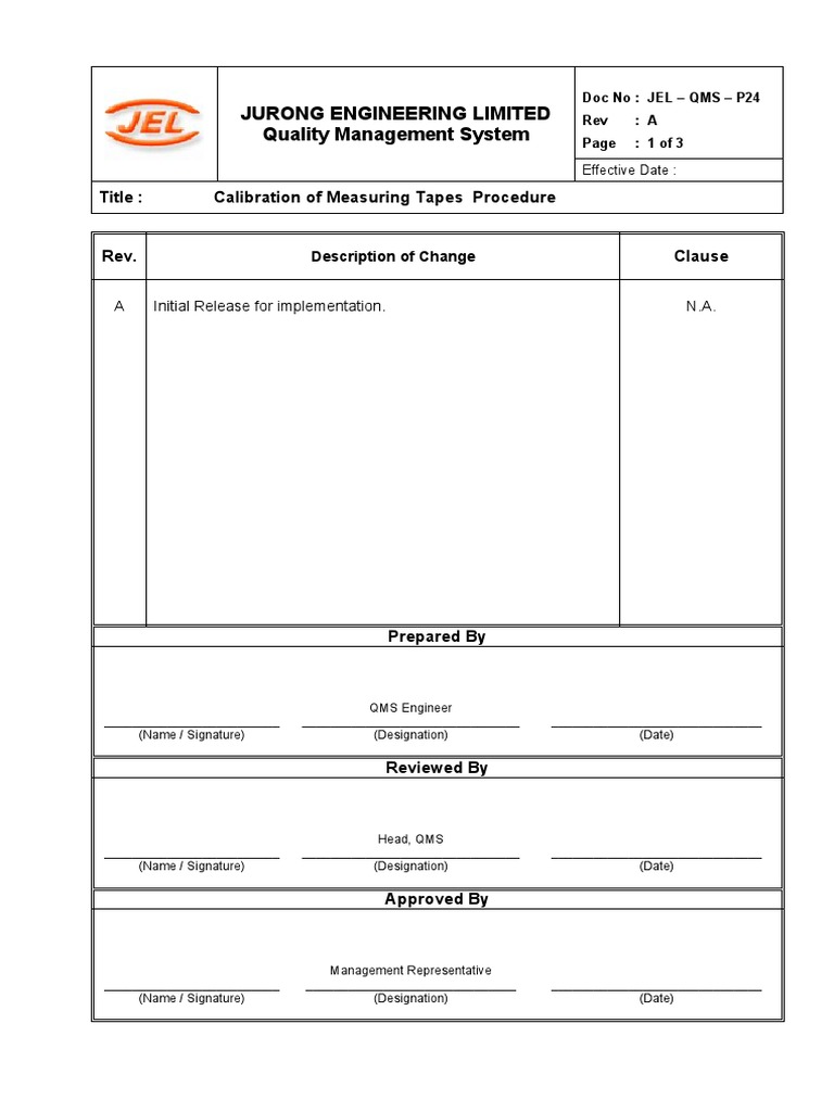 Calibration Measuring Tapes | PDF | Calibration | Quality Management System