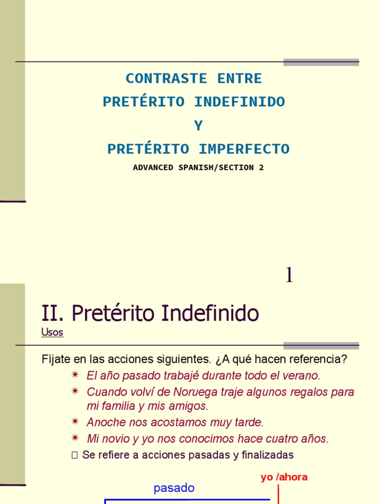 Contraste entre pretérito y imperfecto | PDF