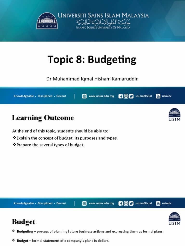 Topic 8 - Budgeting (Student Version) | PDF | Cost Of Goods Sold | Revenue