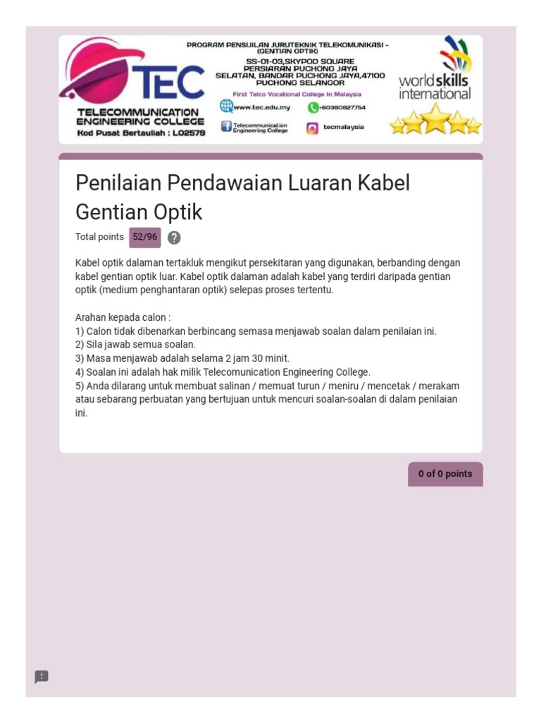 Penilaian Pendawaian Luaran Kabel Gentian Optik | PDF