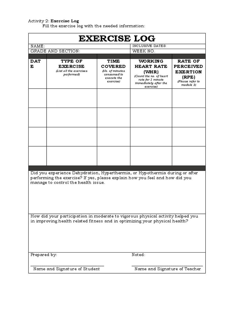 Exercise Log | PDF