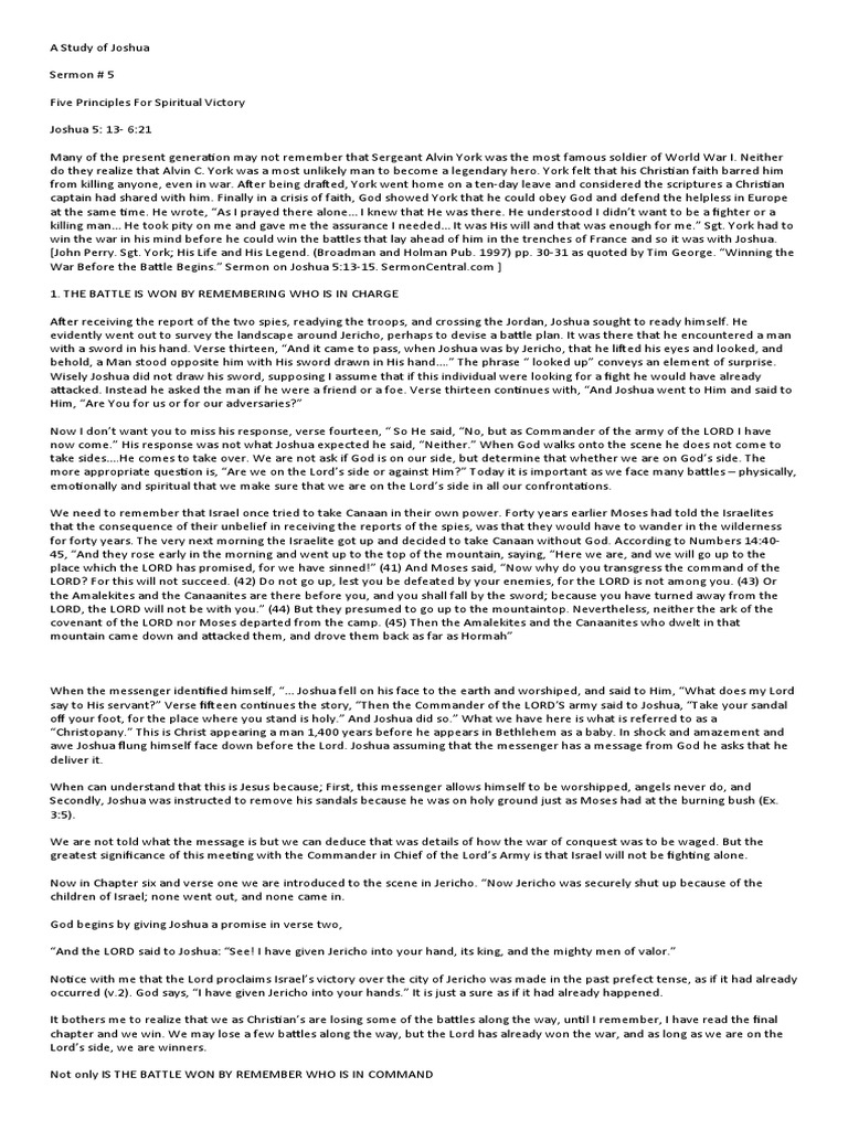 Principles for Victory in Joshua's Battles | PDF | Jesus | Joshua