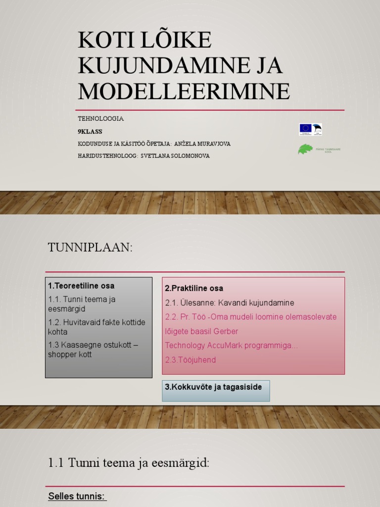 Koti Lõike Kujundamine Ja Modelleerimine: Tehnoloogia | PDF