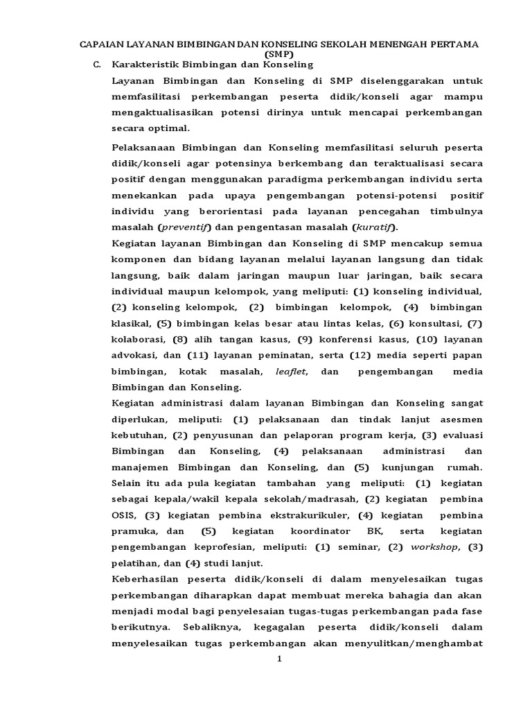 Capaian Layanan BK SMP | PDF | Karier & Perkembangan