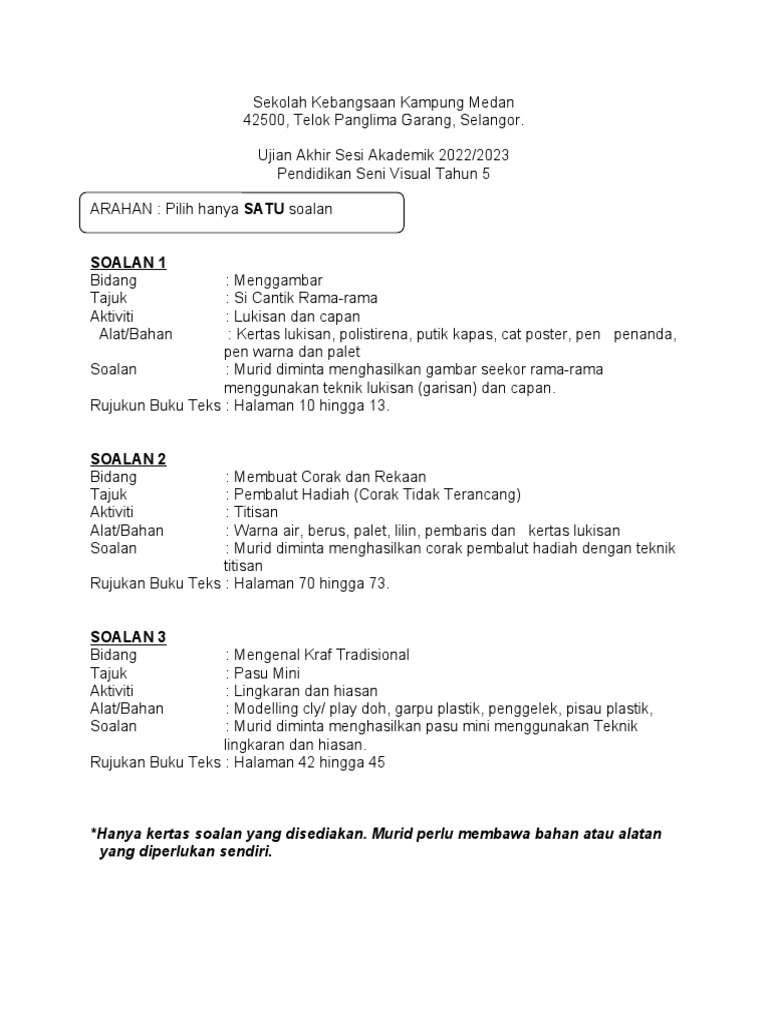 Uasa PSV THN 5 | PDF