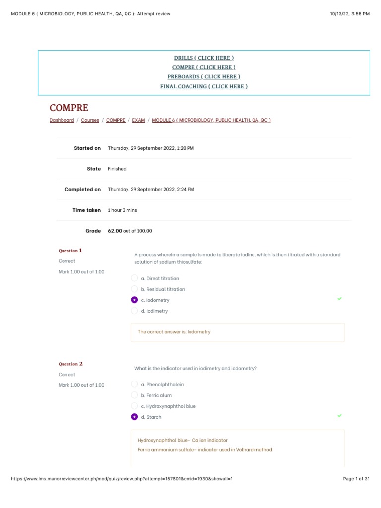 Module 6 Pharmacy Exam Review | PDF | Titration | Chemistry