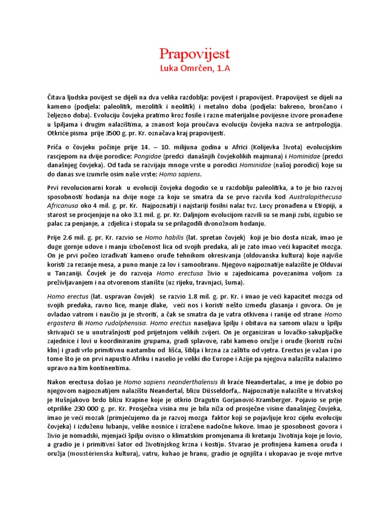 Prapovijest Sastav | PDF