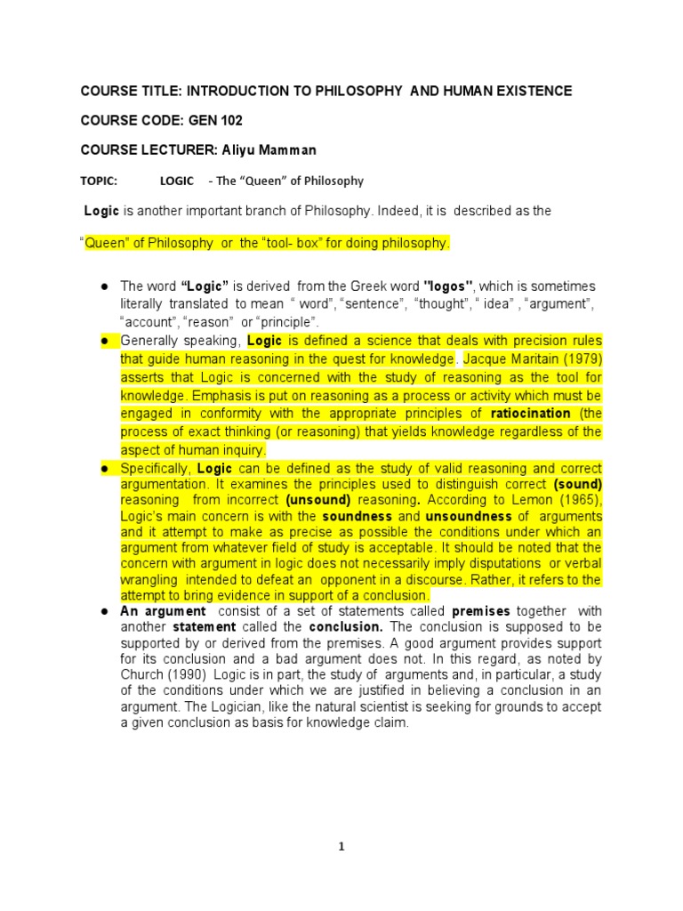 An Introduction to Logic as the Foundation of Philosophical Inquiry | PDF | Deductive Reasoning ...