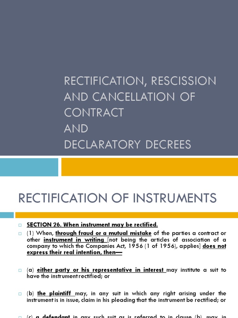 SRA 4 Rectification and Cancellation of Instrumets and Declaratory Decrees | PDF | Lease | Lawsuit