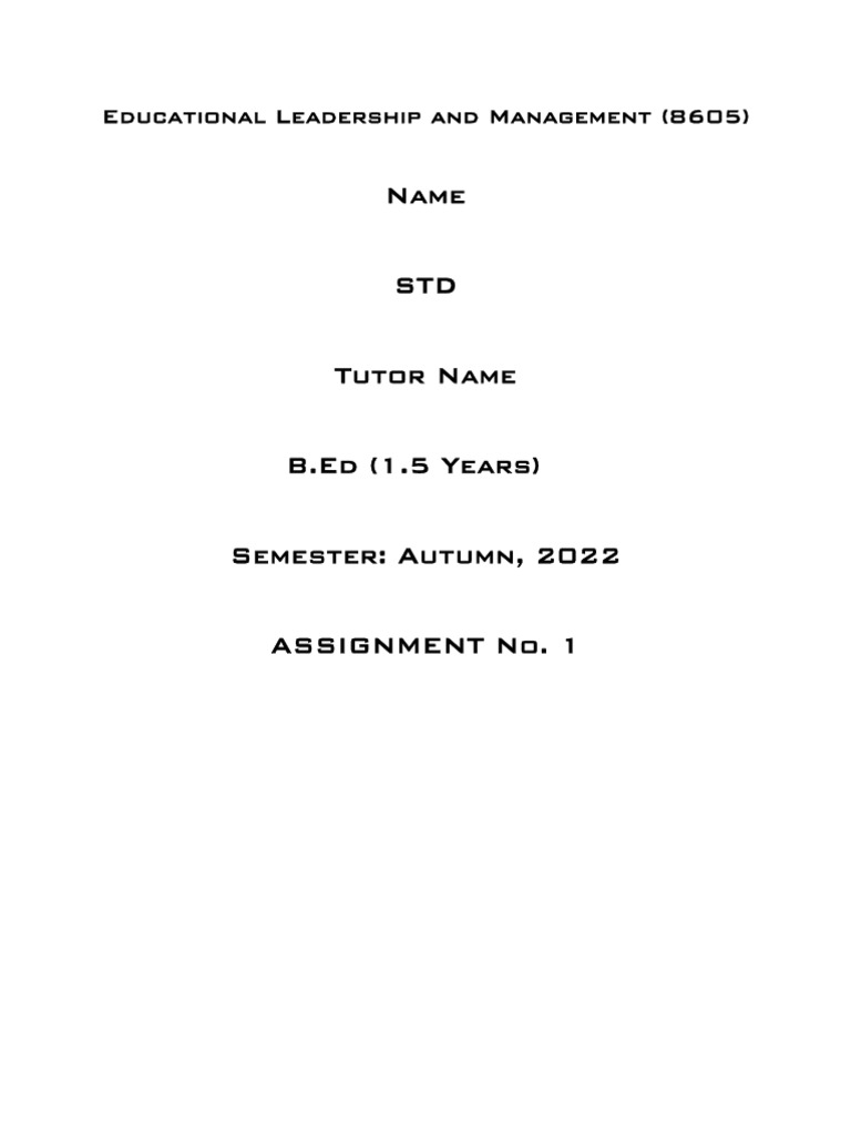 Educational Leadership And Management 8605 Pdf Disciplines Muhammad