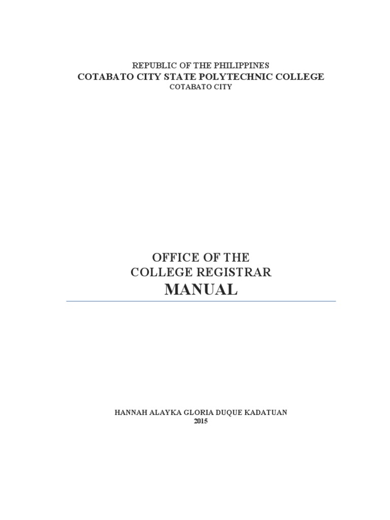 CCSPC Registrar Manual Overview | PDF | Academic Degree | College