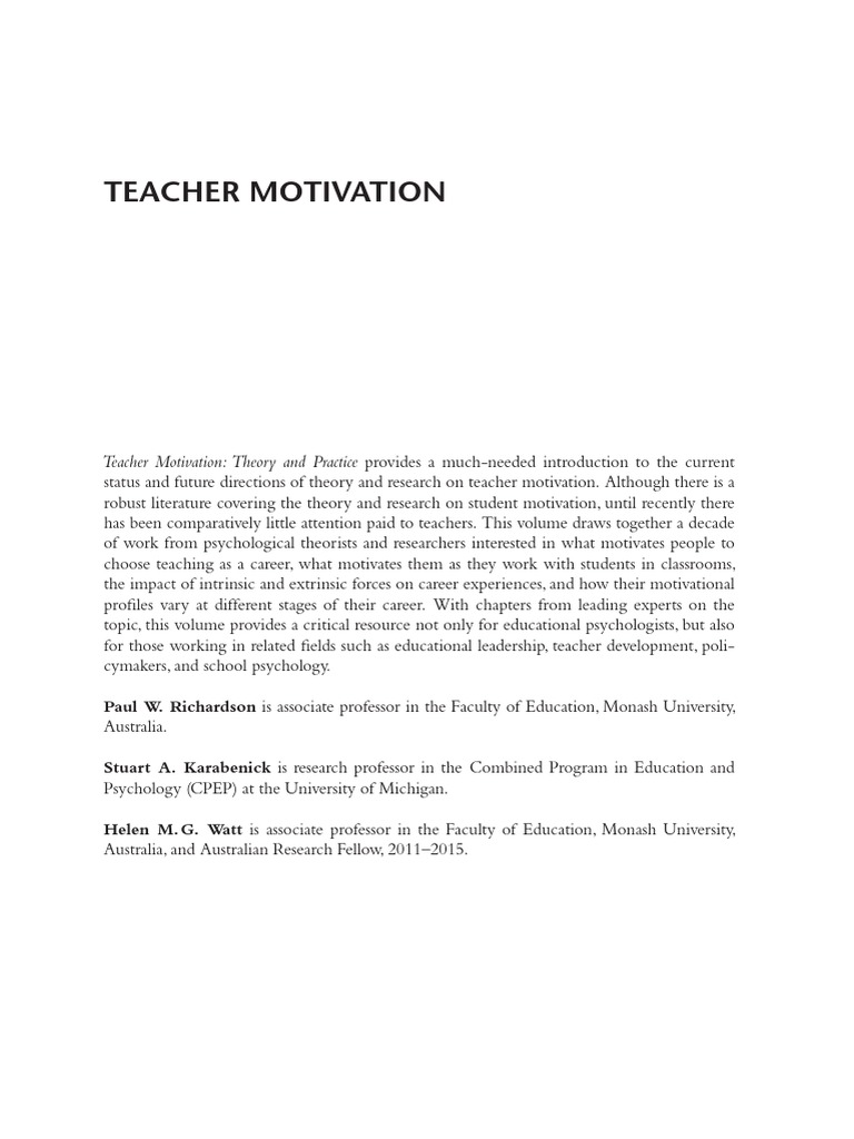 Teachers Motivation Richardson | PDF | Motivational | Motivation