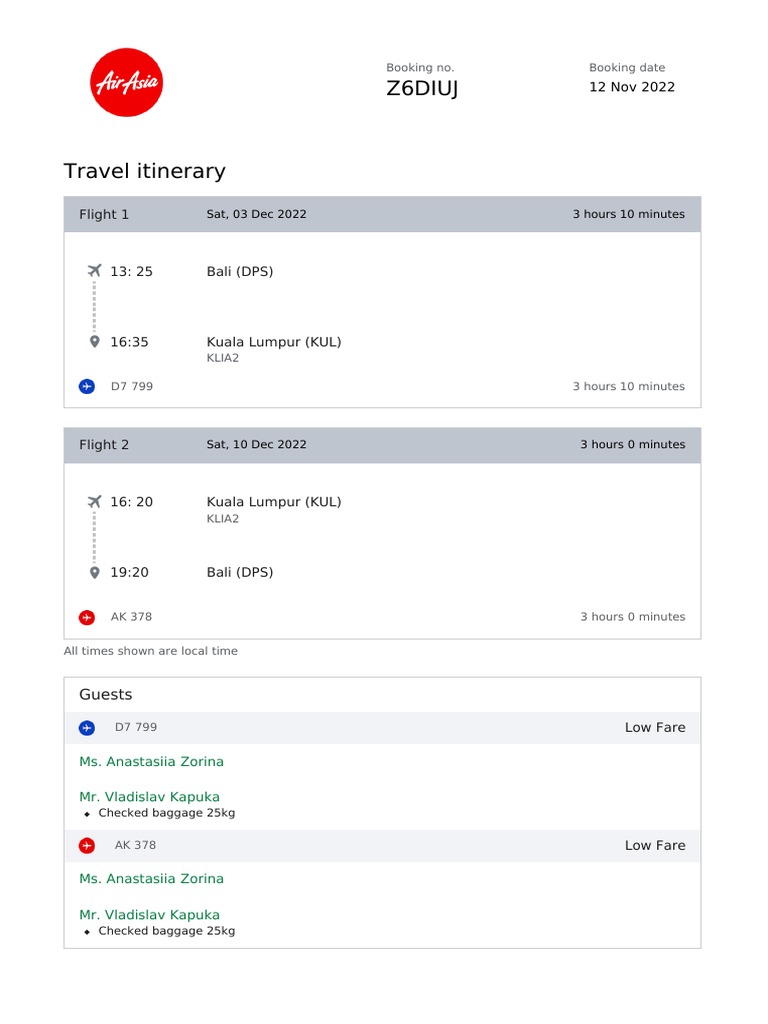 Ticket Airasia | PDF