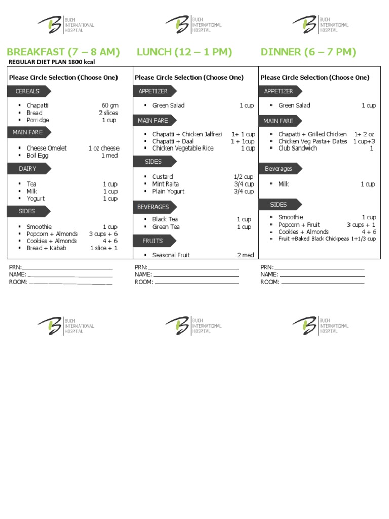 1800 Calorie Diet Menu Plan | PDF | Yogurt | Lunch
