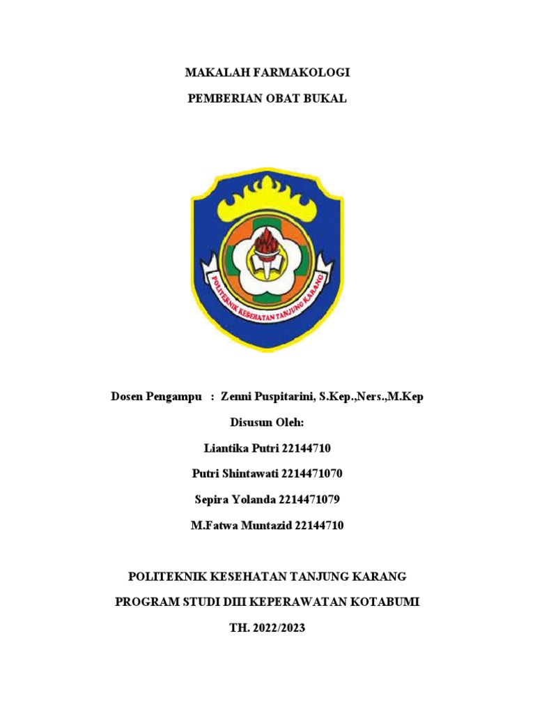 MAKALAH FARMAKOLOGI Pemberian Obat Bukal | PDF
