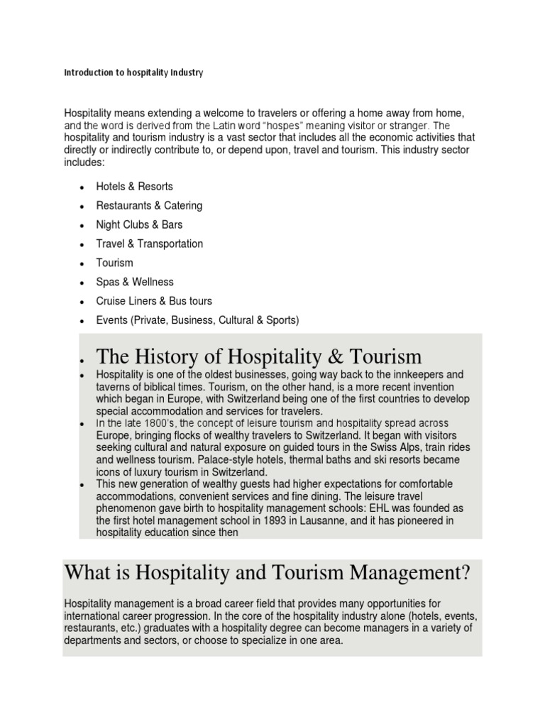 'Hospitality Management Notes (2) ' With You | PDF | Tourism | Hotel