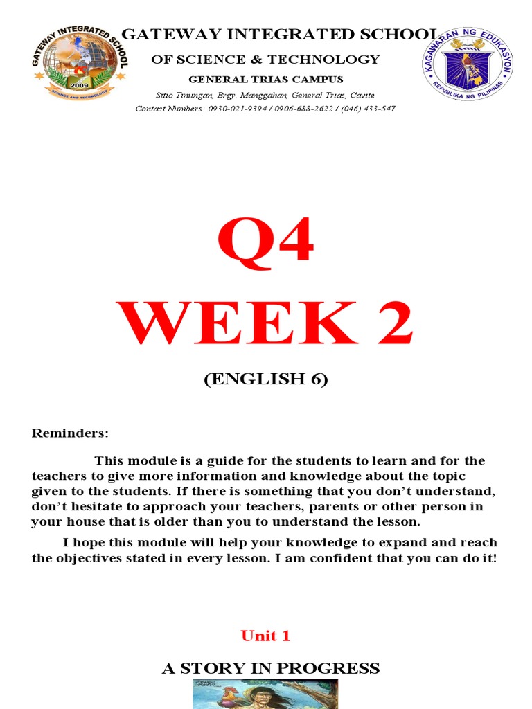 Module (English 6) q4 Week 2 | PDF | Plot (Narrative) | Cognition