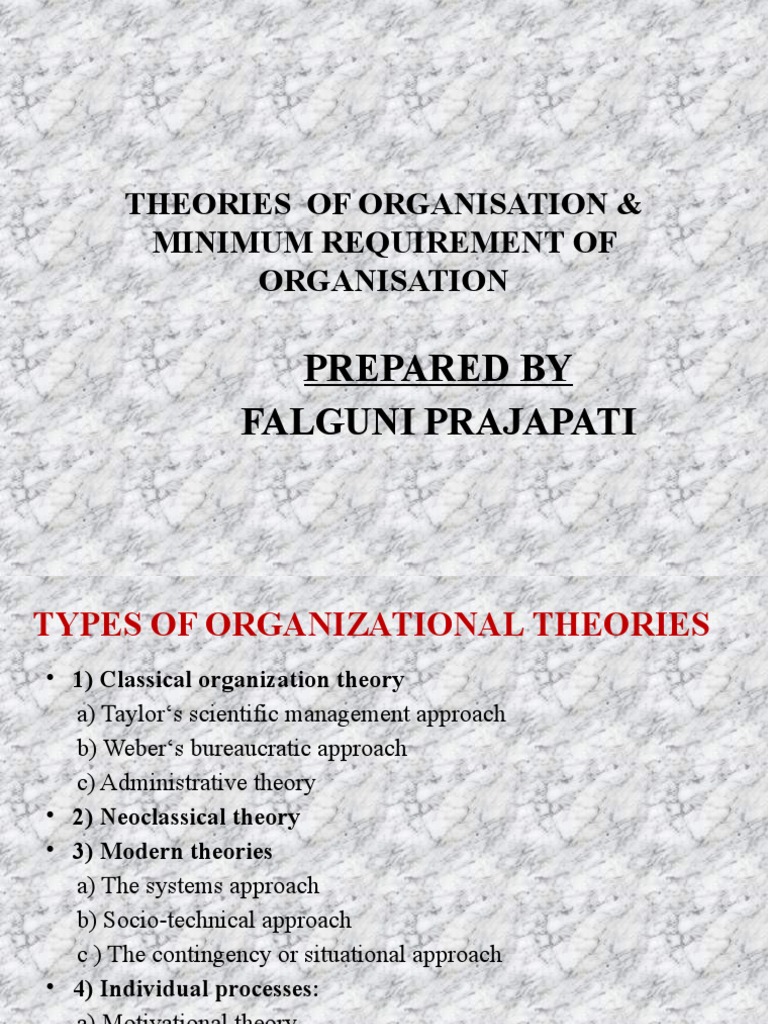 Overview of Organizational Theories | PDF | System | Motivation