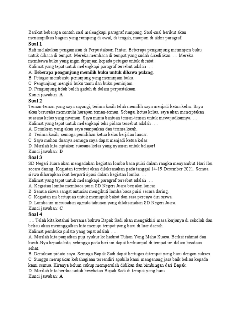 Mengisi Paragraf Rumpang | PDF