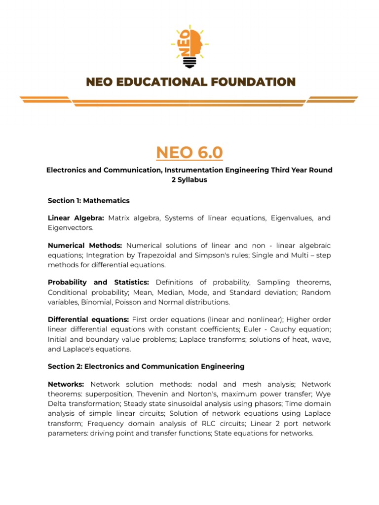 NEO 6.0 Electronics and Communication, Instrumentation Engineering ...