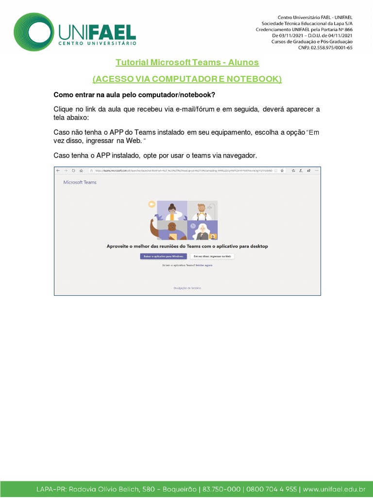 Tutorial Teams Unifael at | PDF