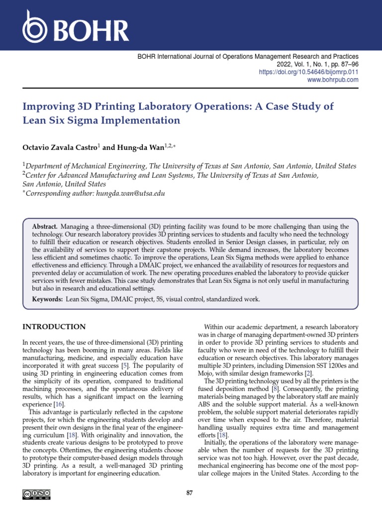 Improving 3D Printing Laboratory Operations: A Case Study of Lean Six ... Improving 3D Printing Laboratory Operations: A Case Study of Lean Six ...