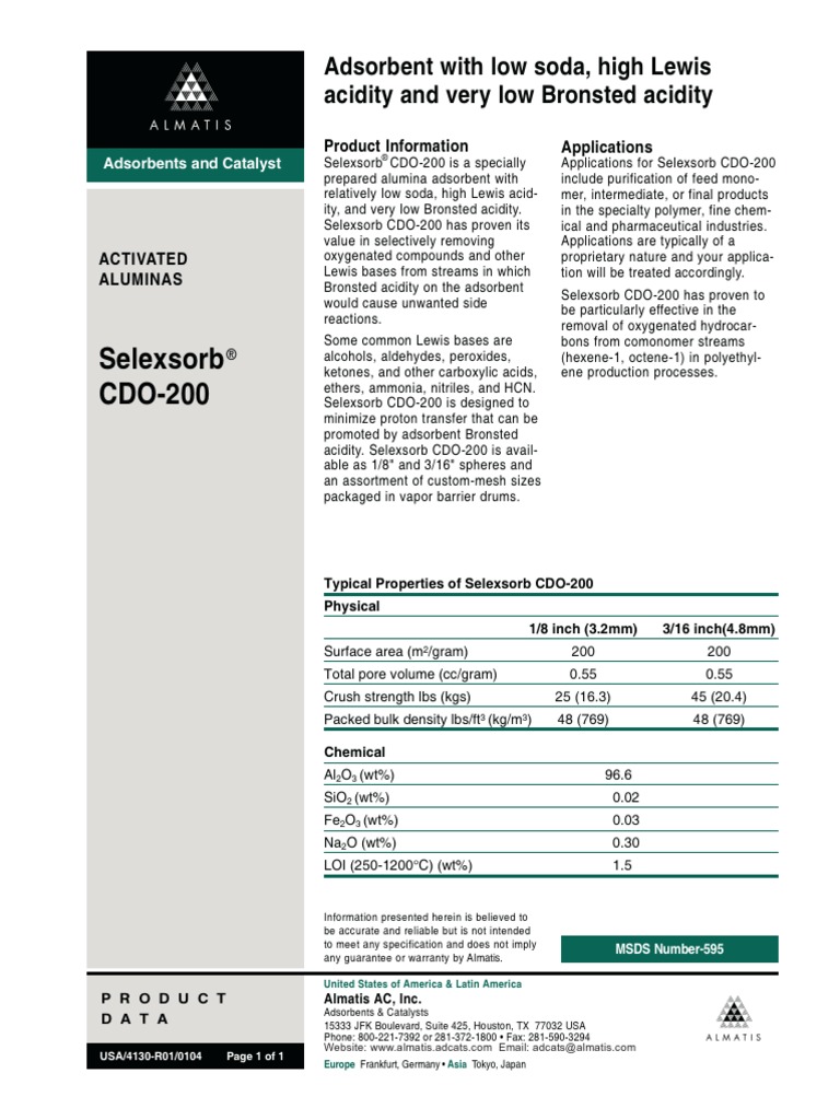 Selexsorb CDO-200 Data Sheet | PDF