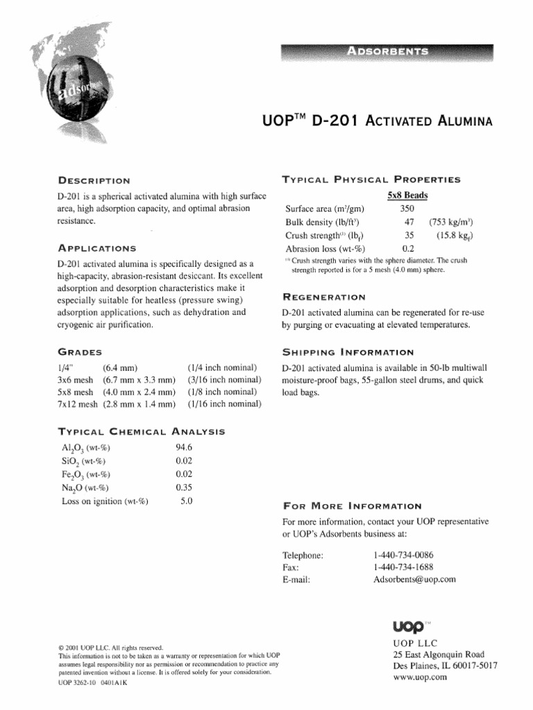 UOP Type D-201 Data Sheet | PDF