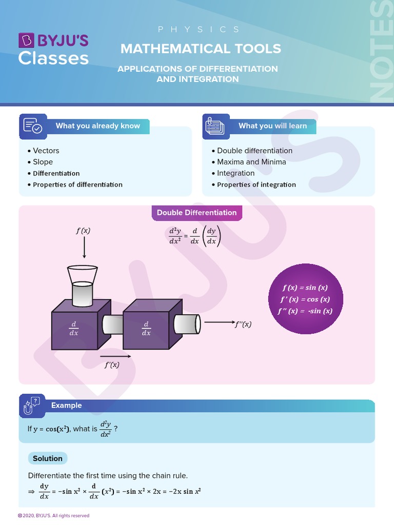 Applications Of Differentiation And Integration Pdf Maxima And Minima Integral