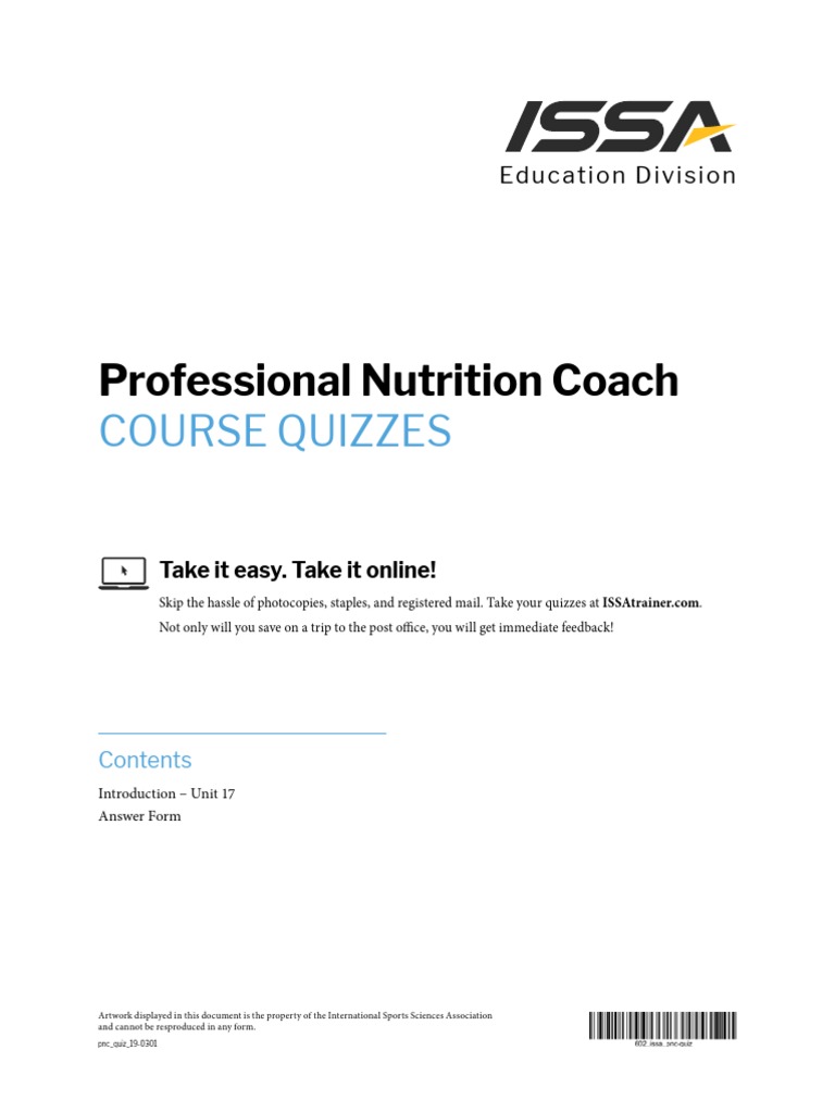 ISSA Professional Nutrition Coach Course Quizzes | Download Free PDF ...