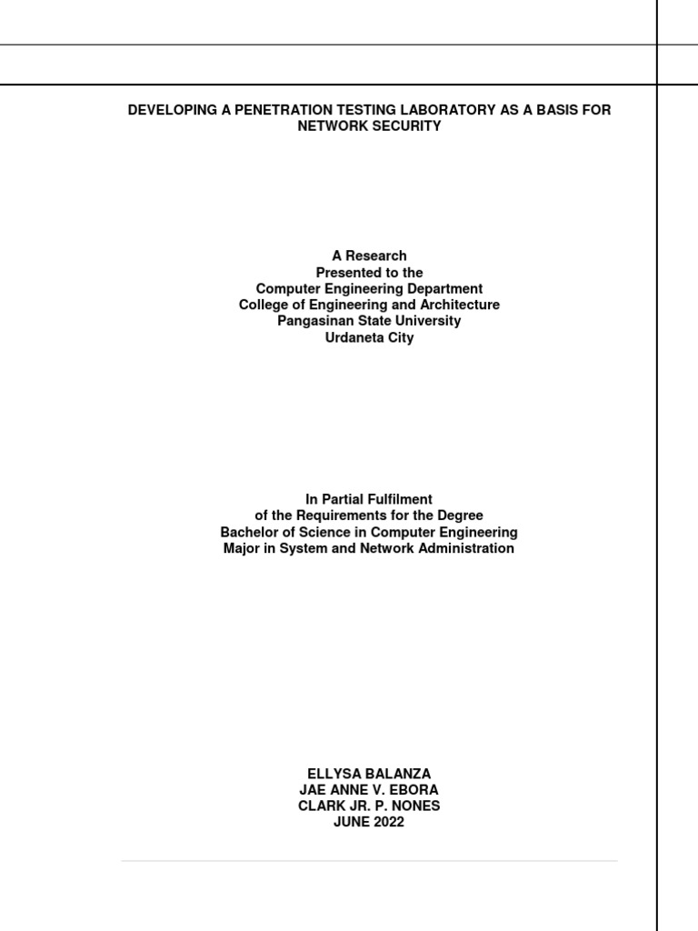 Developing A Penetration Testing Laboratory As A Basis For Network ...