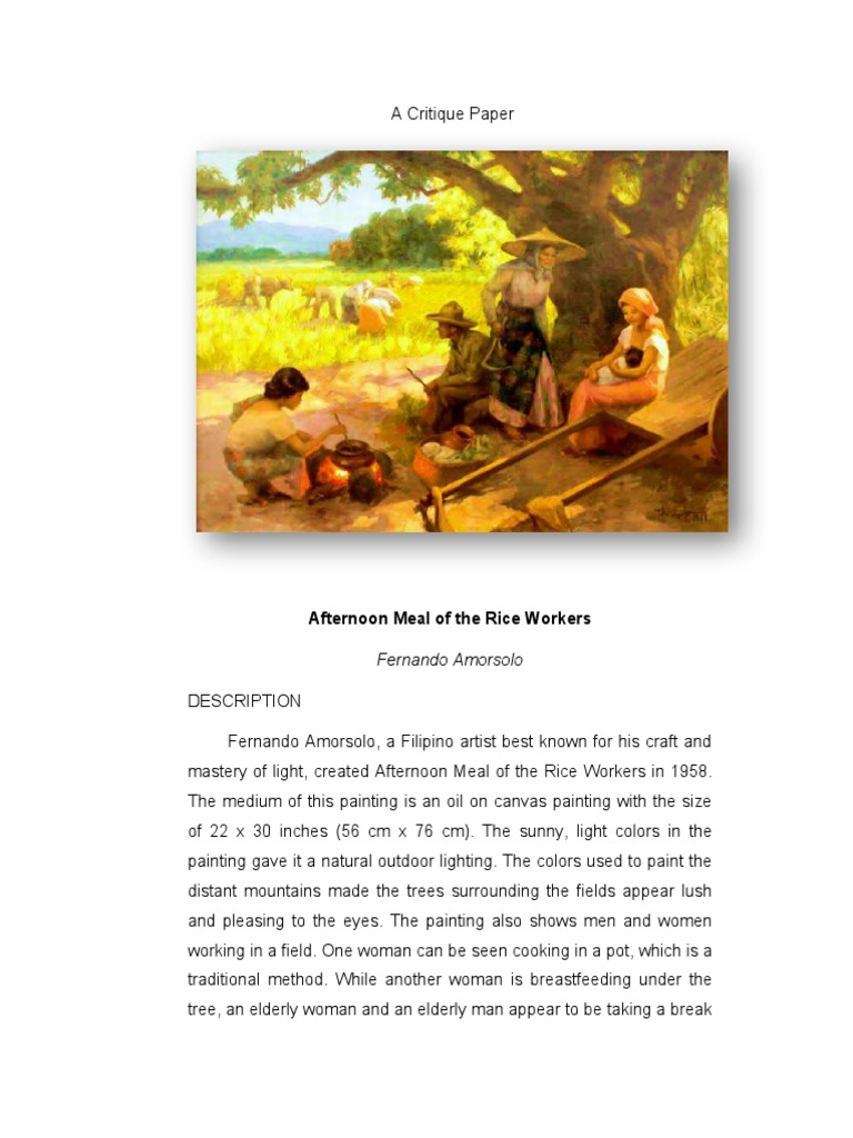 Art Critique of Afternoon Meals of The Rice Workers | PDF | Paintings ...