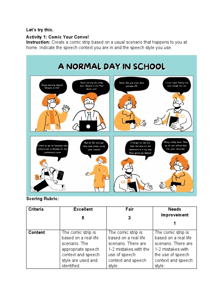 Activity 1 - Comic Your Convo | PDF | Communication | Psychological ...