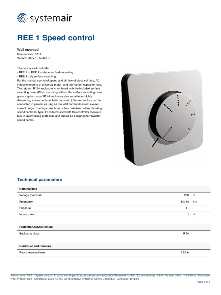 REE Controller 1 Speed Control | PDF