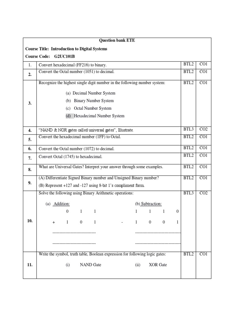 Question Bank Ids Ete | PDF | Logic Gate | Digital Electronics