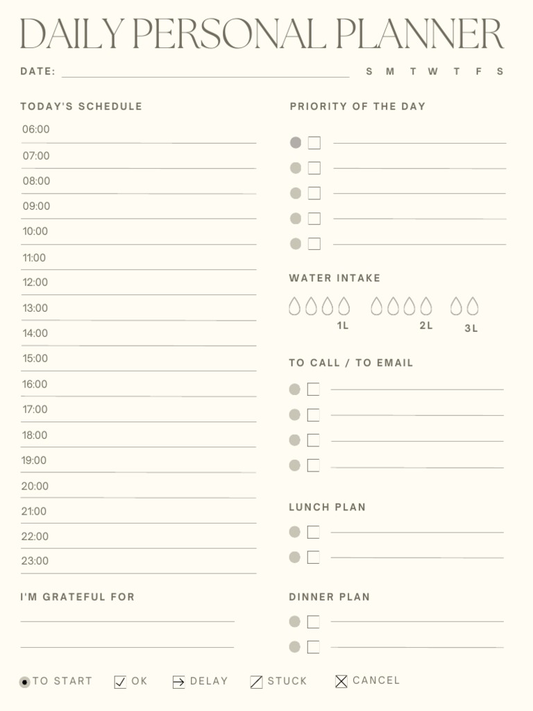 Simple and Minimal Printable Daily Planner | PDF