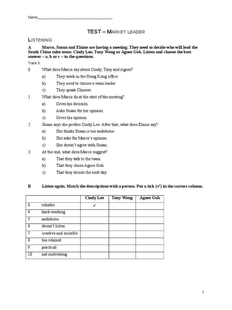 Tes Market Leader Unit 6 7 8 9doc - Compress | PDF | Facebook | Advertising